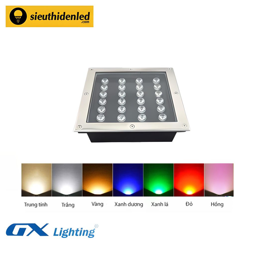 Đèn led âm đất vuông đơn màu 24W GX Lighting DMD-2401 - Đèn Led Chu ...