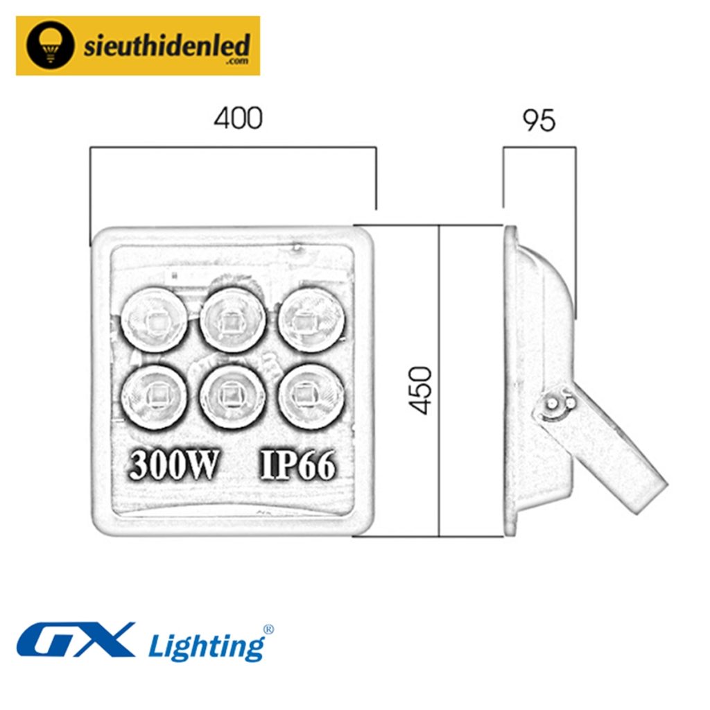 Đèn led pha tròn 300W GX Lighting GX-DPTV300